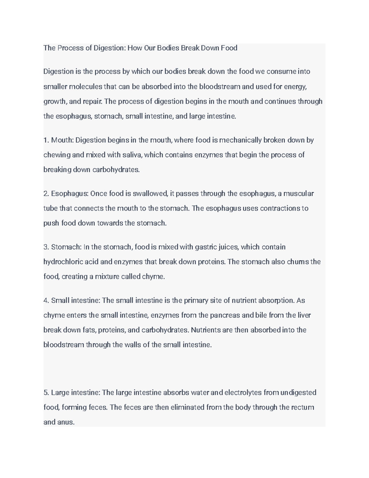 Intro to Nutrition - The Process of Digestion: How Our Bodies Break ...