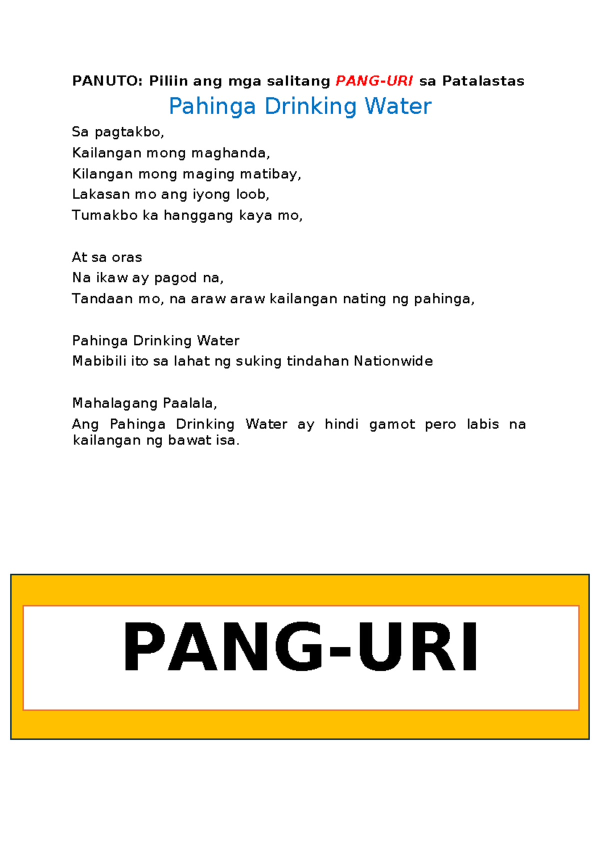 Patalastas - This is for your guidance - PANUTO: Piliin ang mga ...