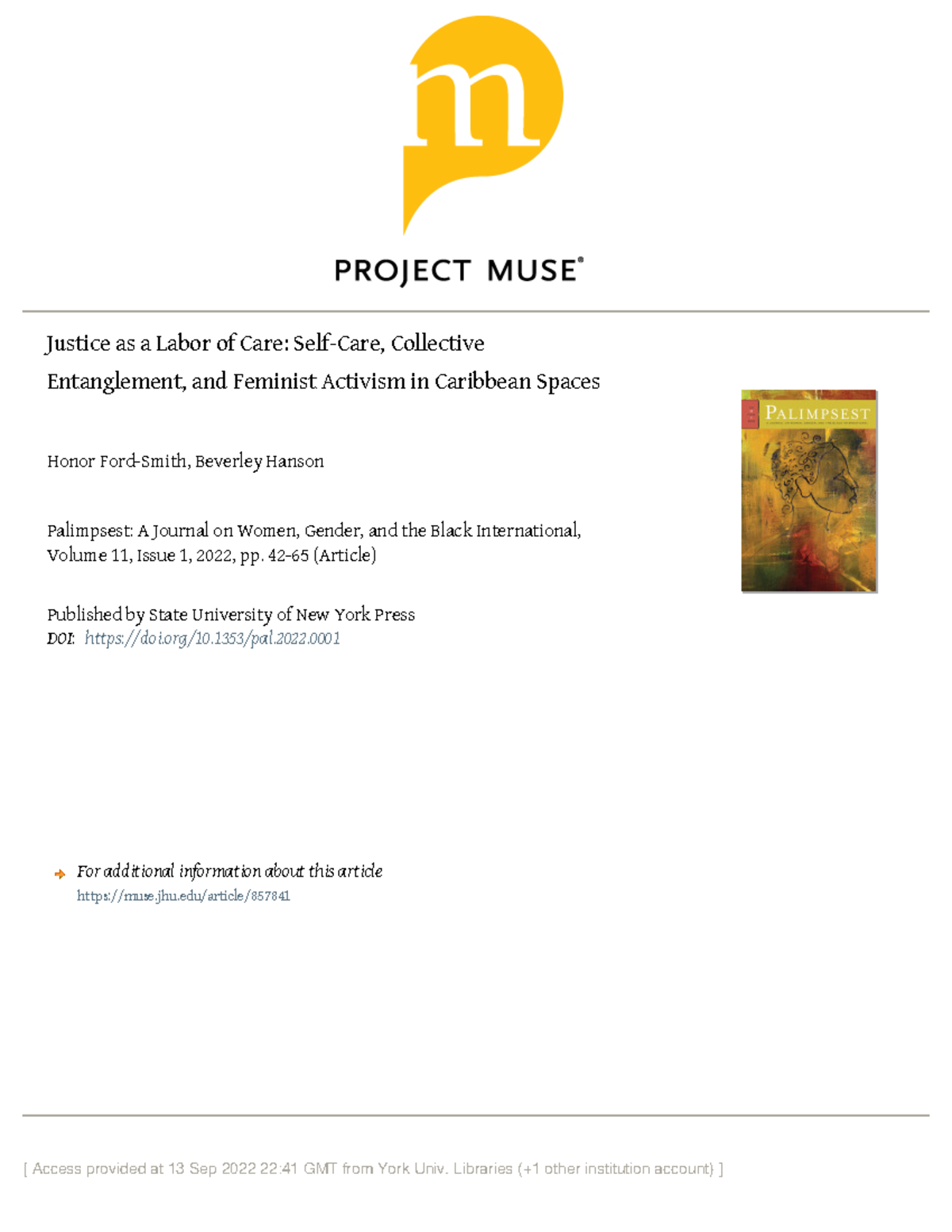 Ford Smith Justice as a Labour of Care Entanglement - Justice as a ...
