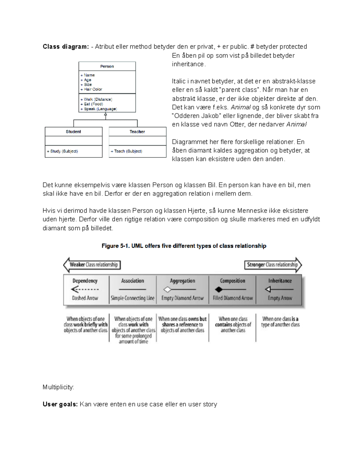 Noter Udviklingsmetoder - Class diagram: - Atribut eller method betyder ...