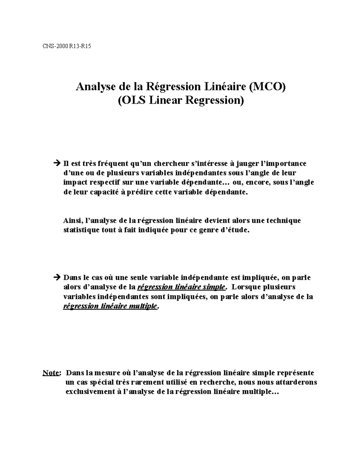 CNS-2000 +R%C3%A9gression+MCO+R13-15 - CNS-2000 R13-R Analyse de la ...
