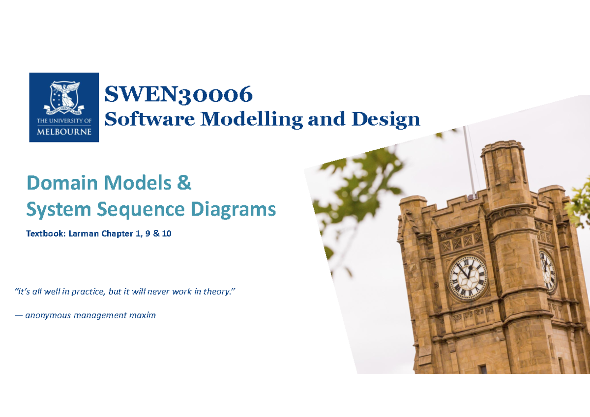 02-Domain Models And SSD - Domain Models & System Sequence Diagrams Textbook: Larman Chapter 1 ...