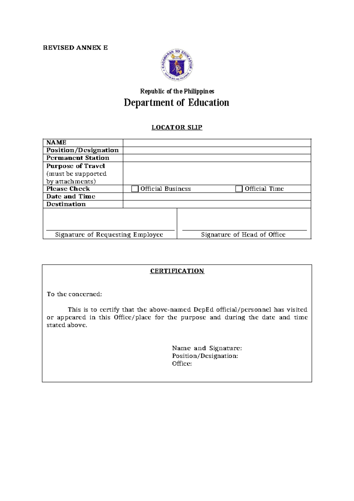 Revised-Annex-E - math - CERTIFICATION To the concerned: This is to ...