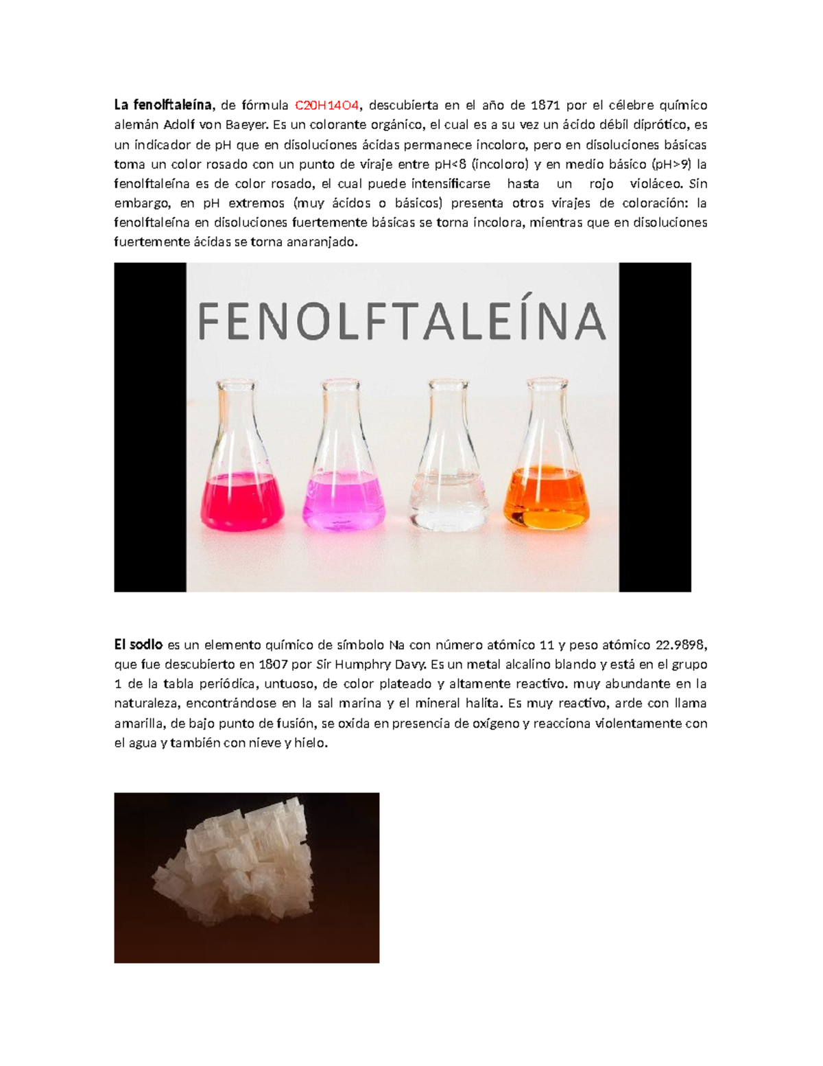 La fenolftaleína - La fenolftaleína, de fórmula C20H14O4, descubierta ...