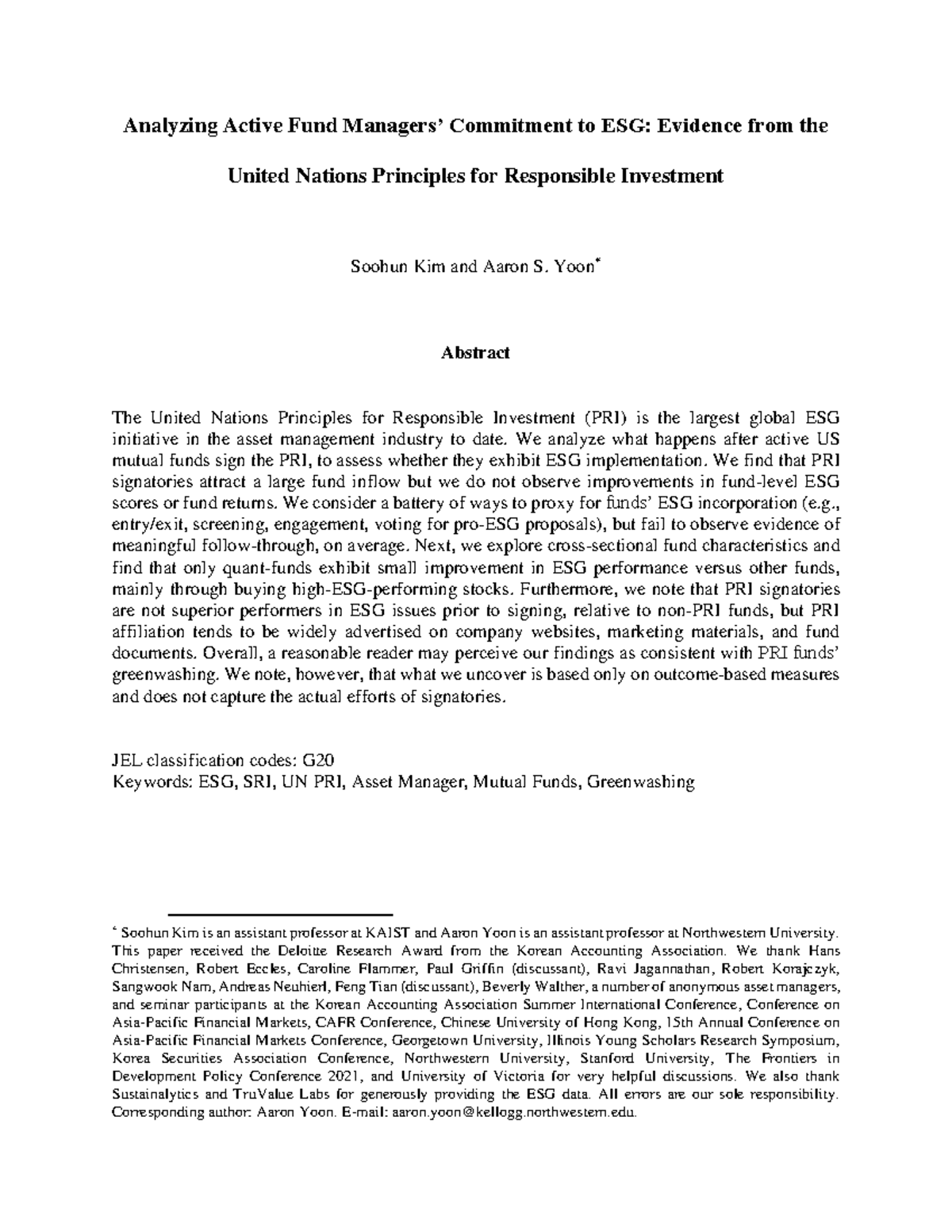 Analyzing active fund managers commitment to esg - Analyzing Active ...
