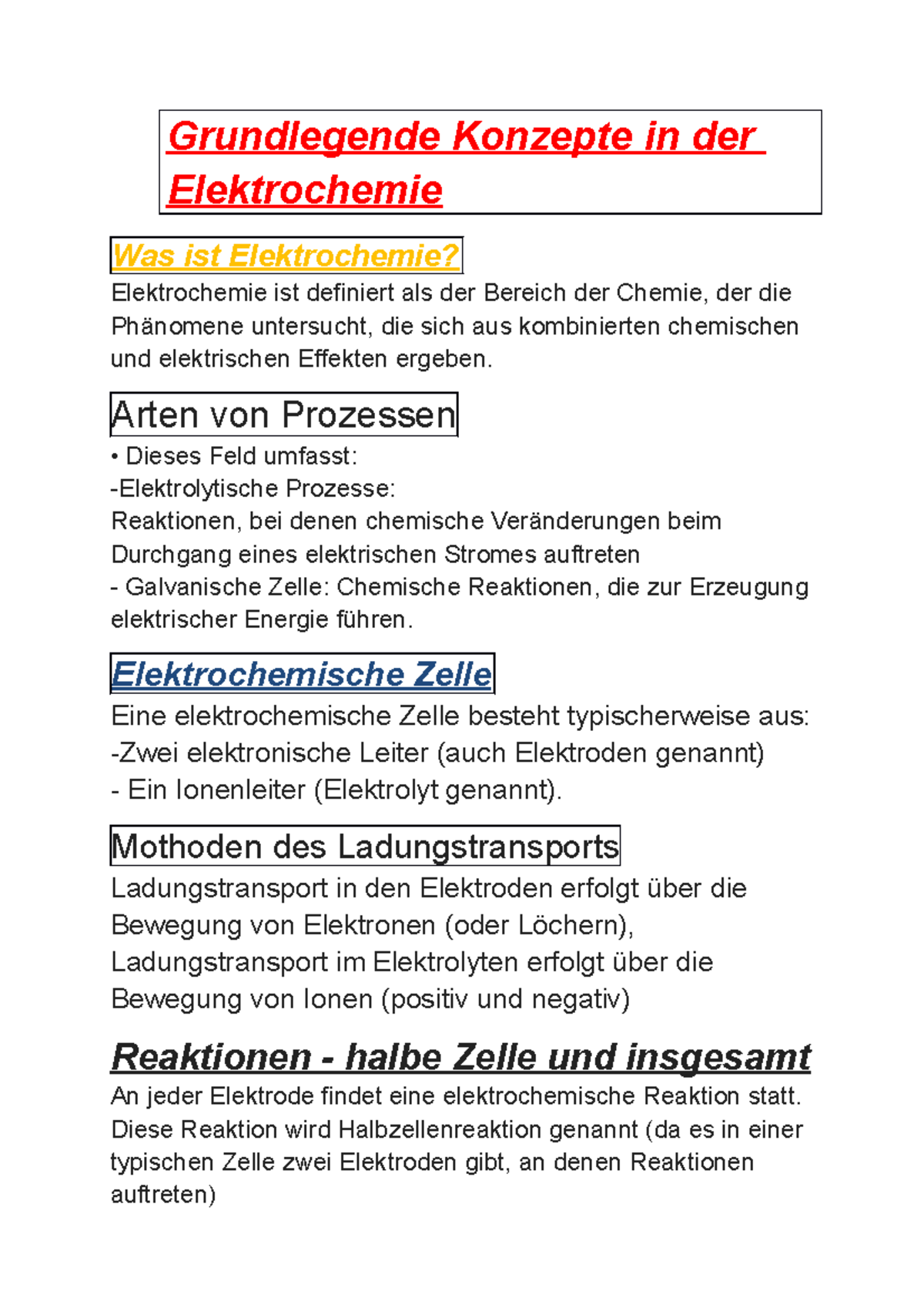 Grundlegende Konzepte in der Elektrochemie - Grundlegende Konzepte in ...