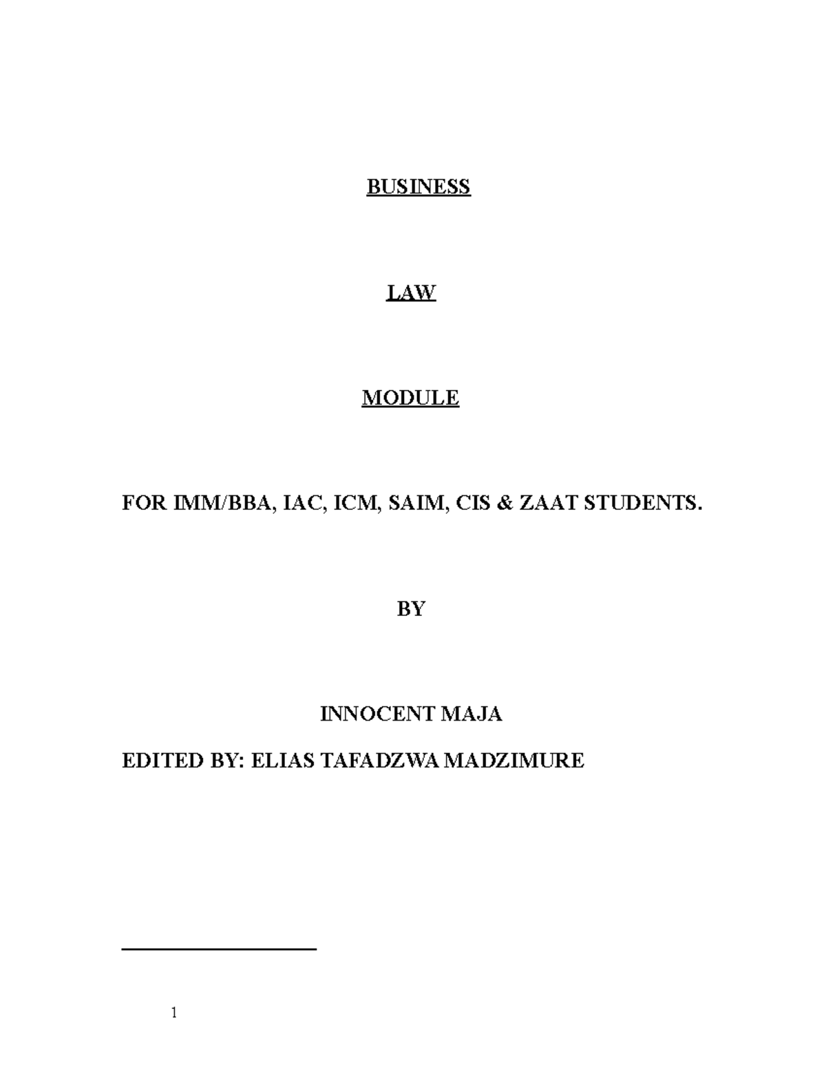 Coomercial law notes - BUSINESS LAW MODULE FOR IMM/BBA, IAC, ICM, SAIM ...