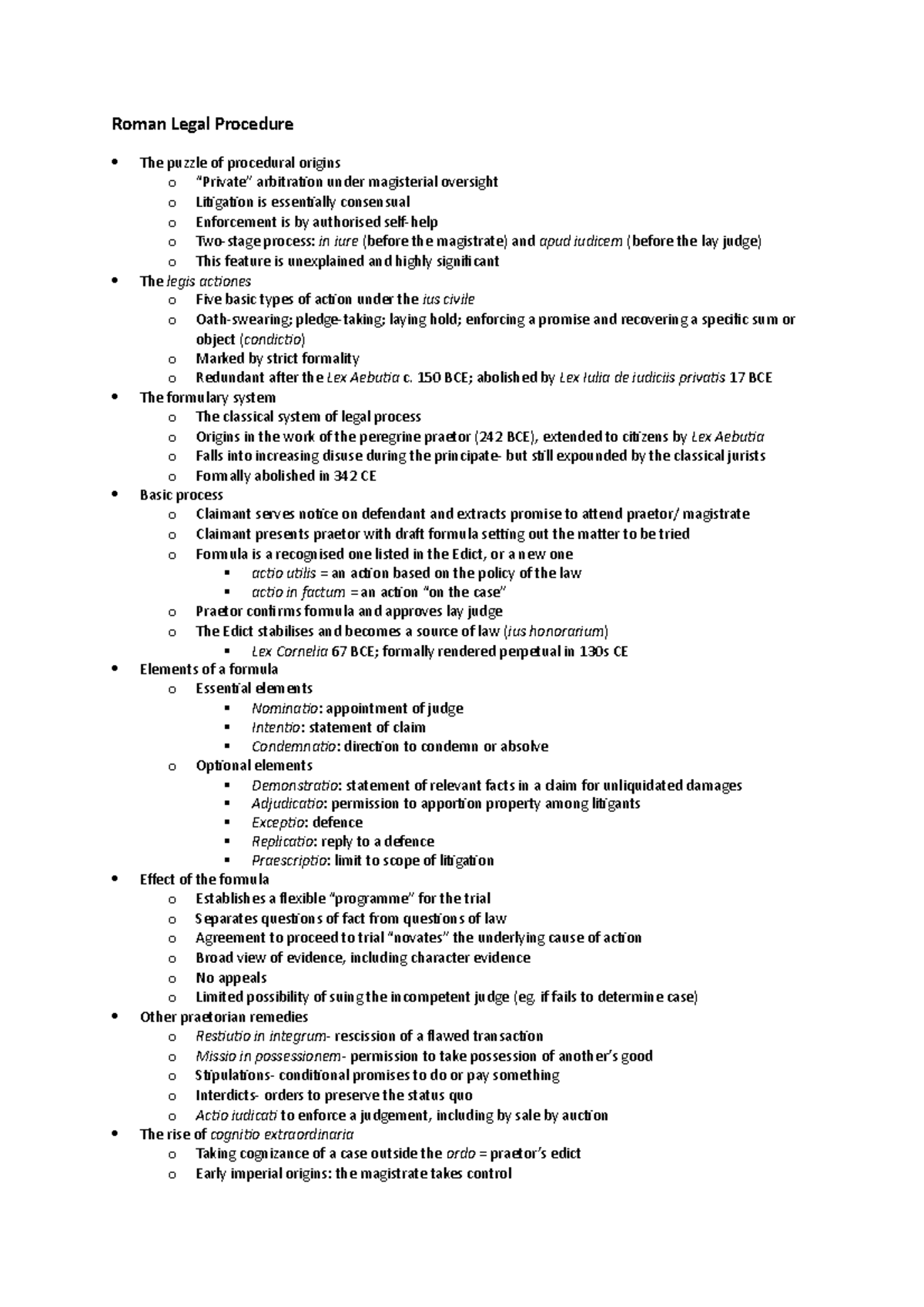 Roman Legal Procedure - 150 BCE; abolished by Lex Iulia de iudiciis ...
