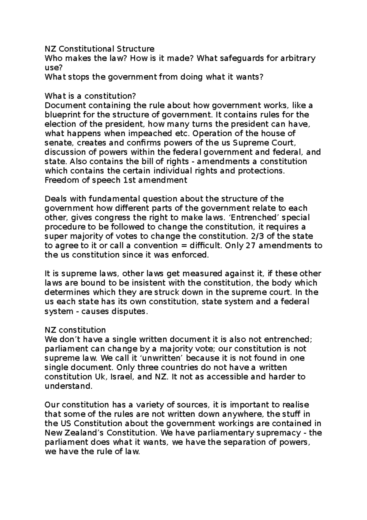 NZ Constitutional Structure - It contains rules for the election of the ...