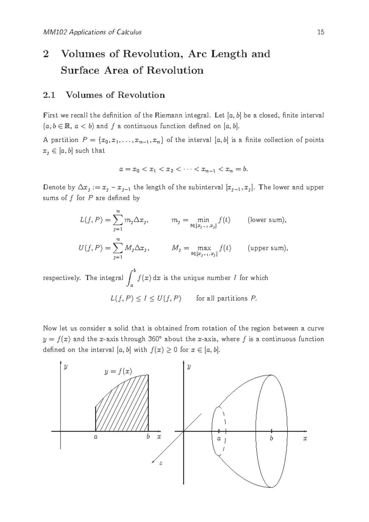 Chpt 2 Volumes of Revolution - MM102 Applications of Calculus 15 2 ...
