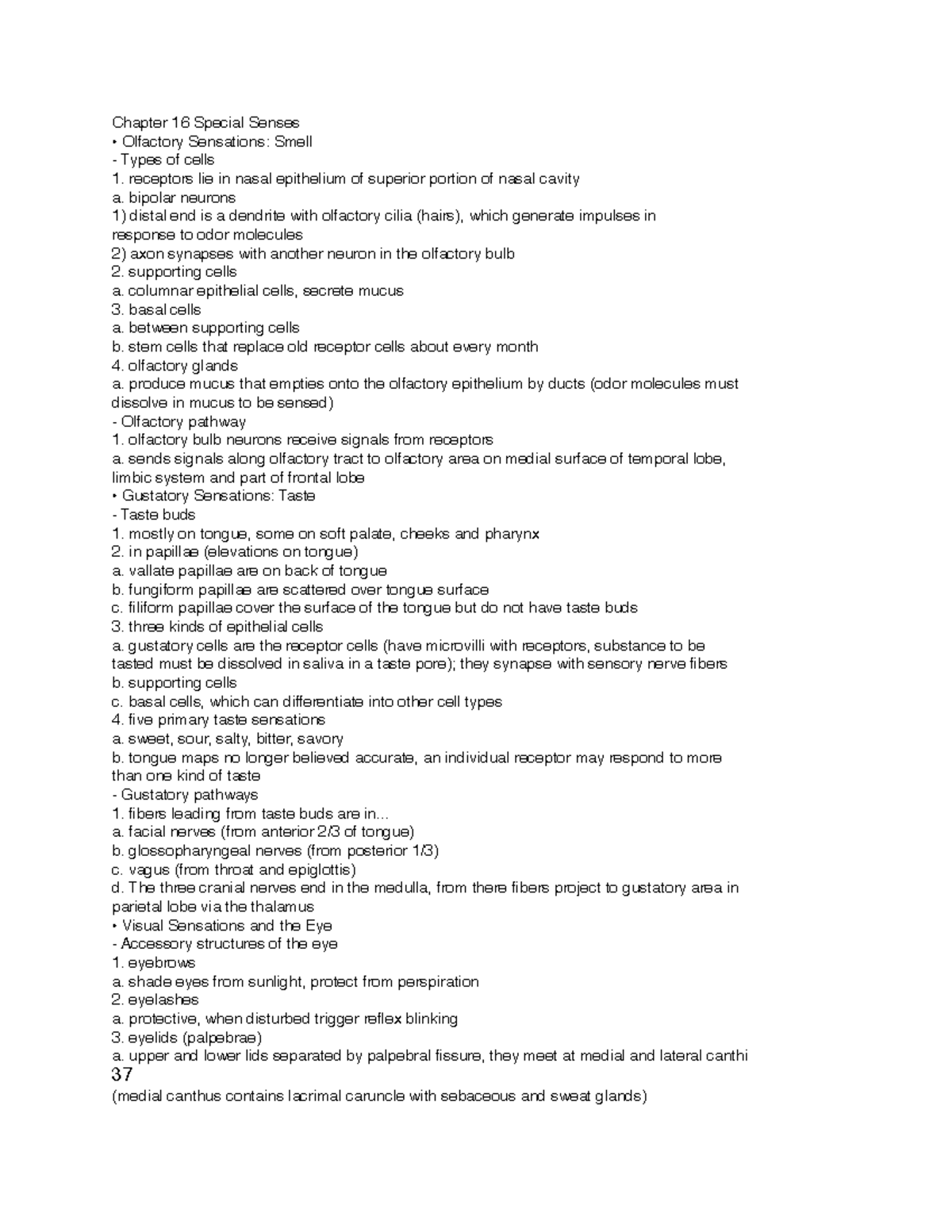 Anat 16 - special senses anatomy class notes - Chapter 16 Special ...