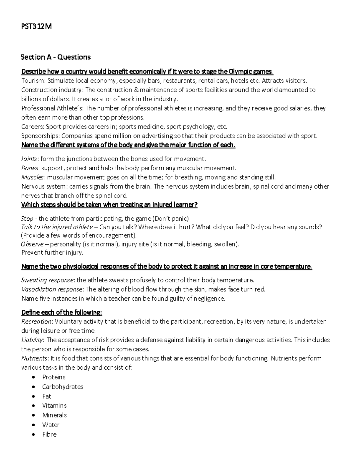 PES3701 Memo - QUESTIONS AND ANSWERS - PST312M Section A - Questions ...