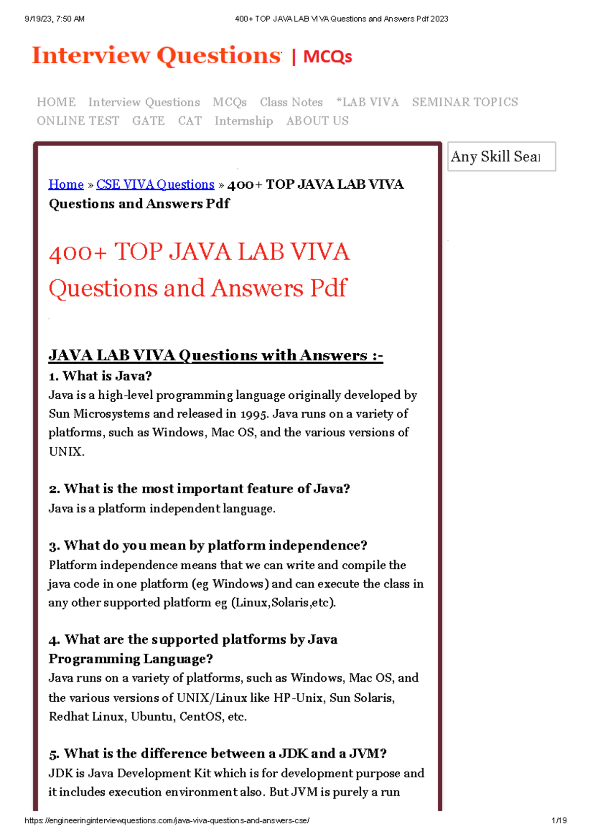 Java Viva 01 - Assignment viva - Home » CSE VIVA Questions » 400+ TOP ...