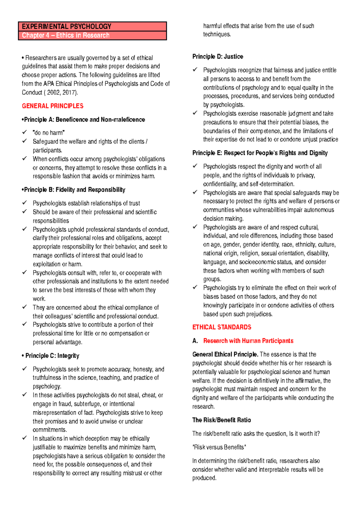 Experimental Psychology Lecture Notes Chapter 4 - EXPERIMENTAL ...