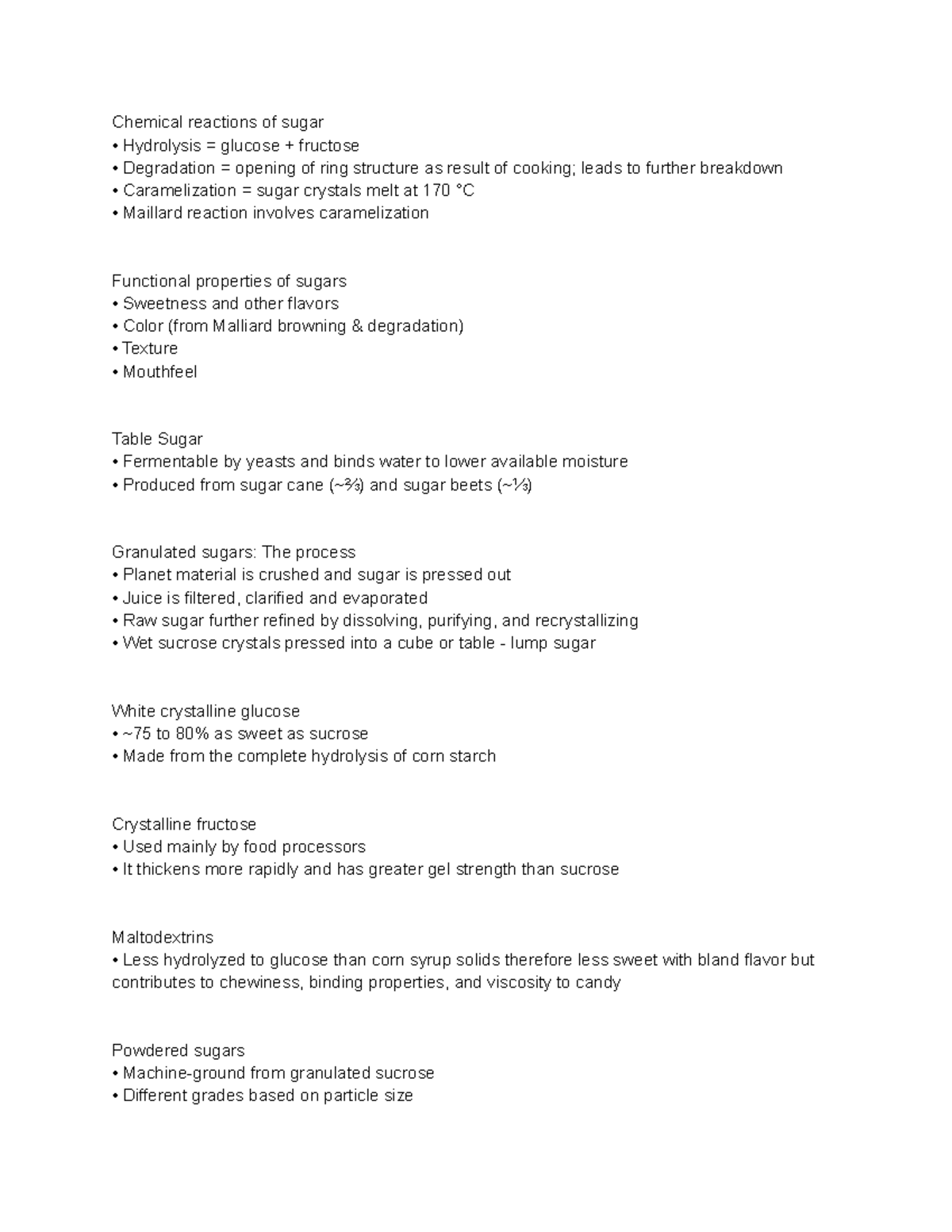 What is food science Notes 12 - Chemical reactions of sugar Hydrolysis ...