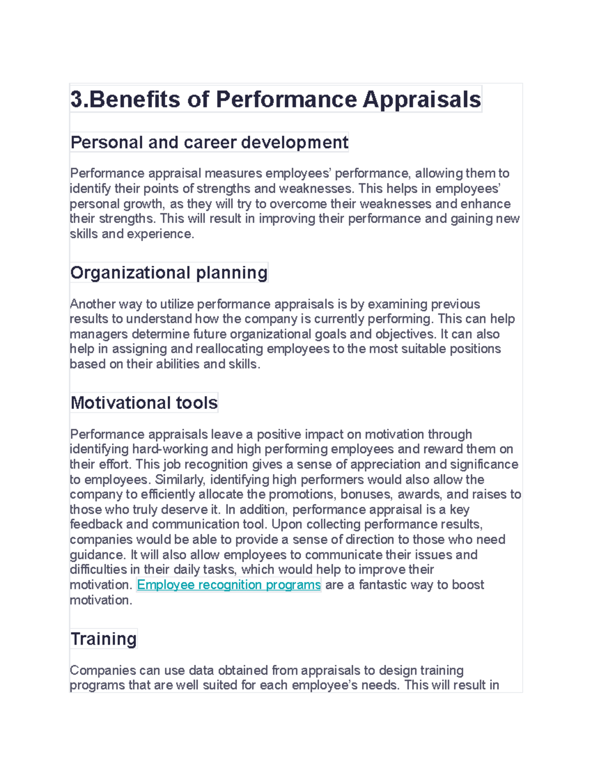 Chapter 6 - assignment - 3 of Performance Appraisals Personal and career development Performance ...