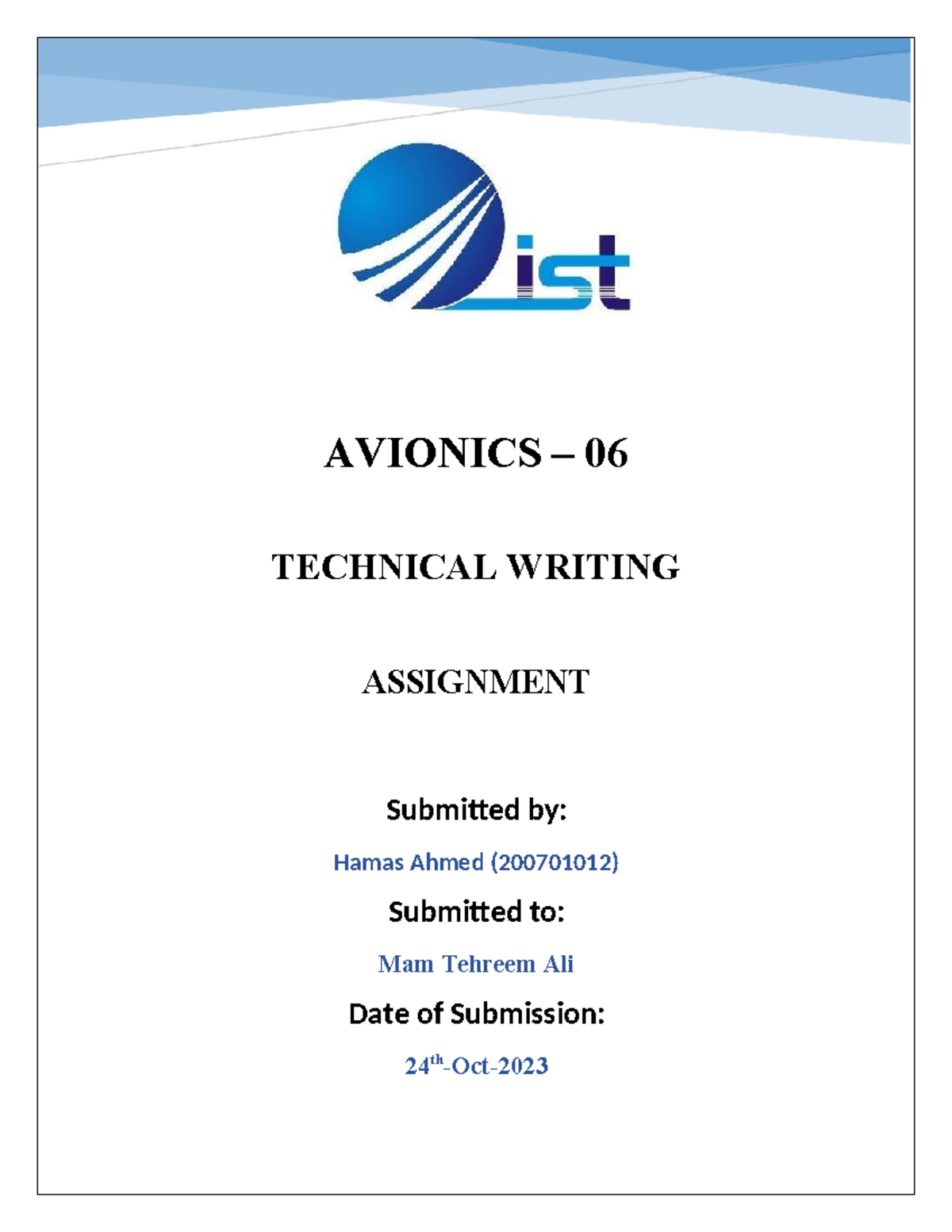 Memo - good notes - AVIONICS – 06 TECHNICAL WRITING ASSIGNMENT ...