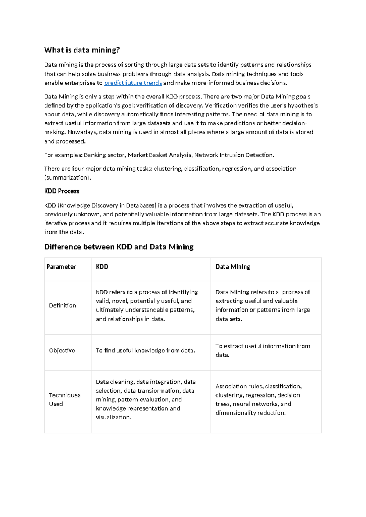 Unit 1 Data Mining Good What Is Data Mining Data Mining Is The Process Of Sorting Through 1859