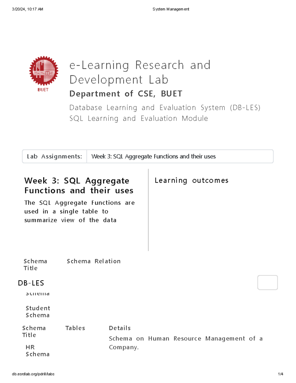 System Management - e-Learning Research and Development Lab Department of CSE, BUET Database ...