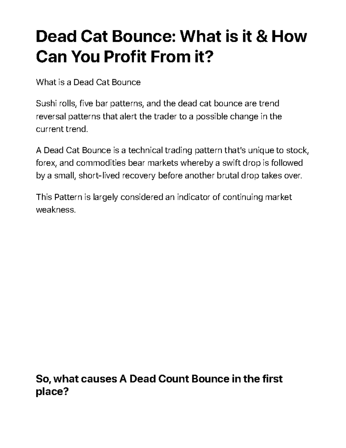 Dead Cat Bounce- What is it & How Can You Profit From it - Dead Cat ...
