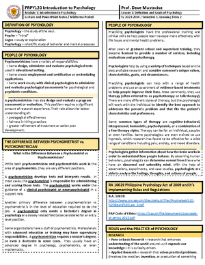 PRPY120-Module 3 Lecture Notes-Lance Bulet - Module 3 : Physiological ...