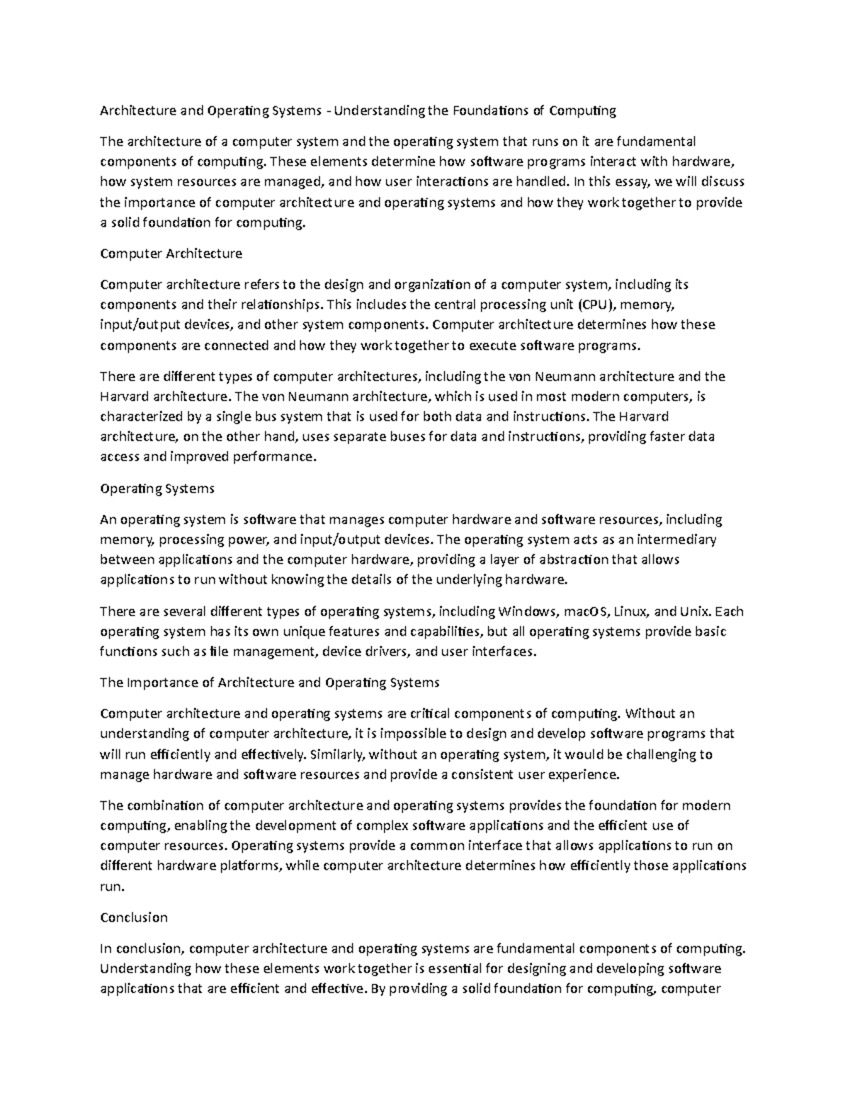 Architecture and Operating Systems - Understanding the Foundations of ...