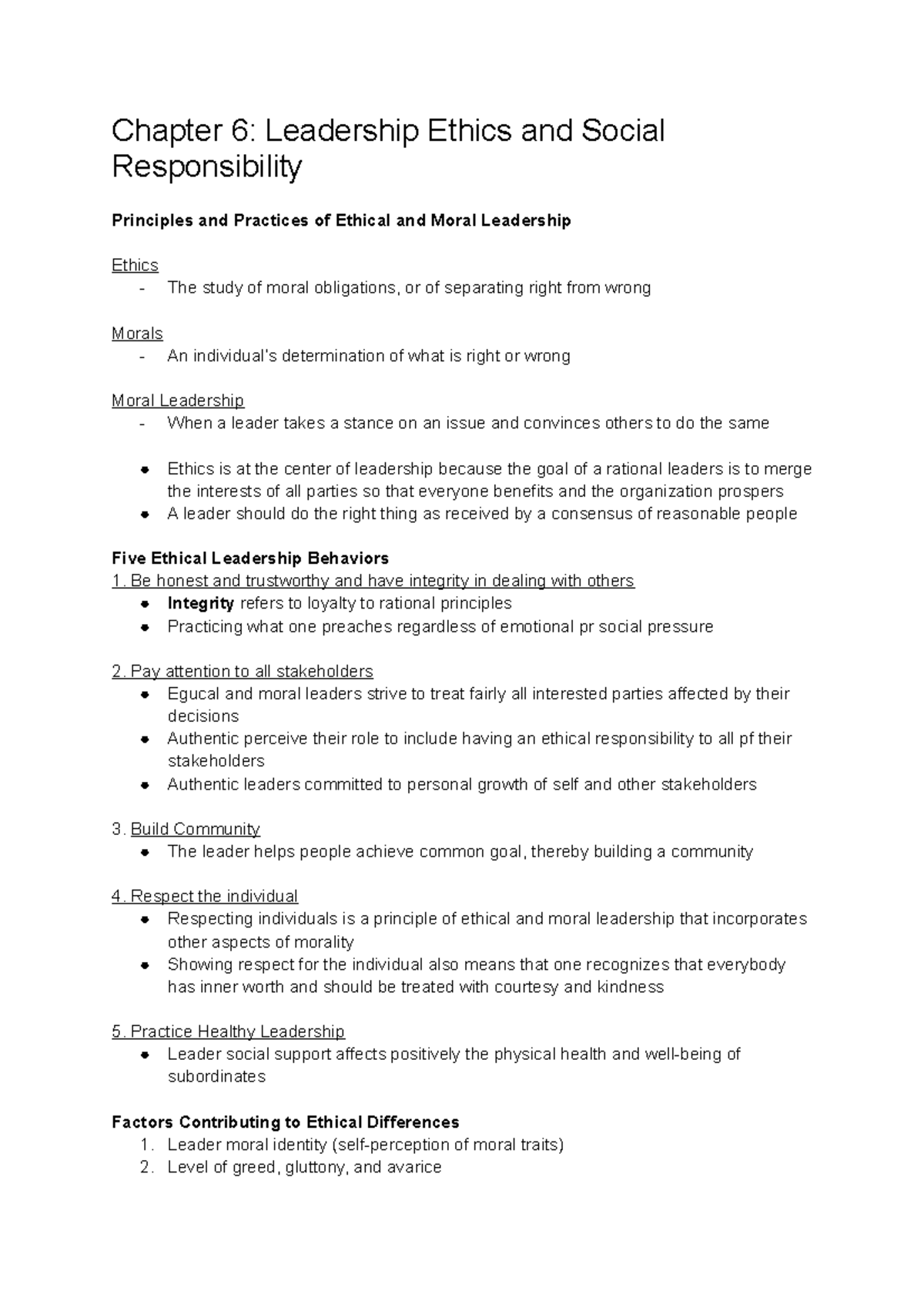 ORGB 3600 Chapter 6 - Chapter 6: Leadership Ethics and Social ...