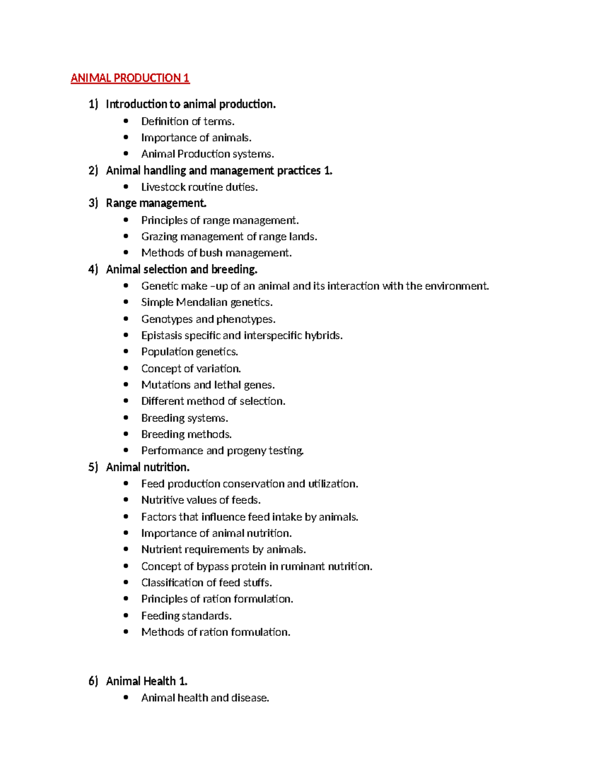 Diploma Animal Production 1-1 - ANIMAL PRODUCTION 1 Introduction to ...
