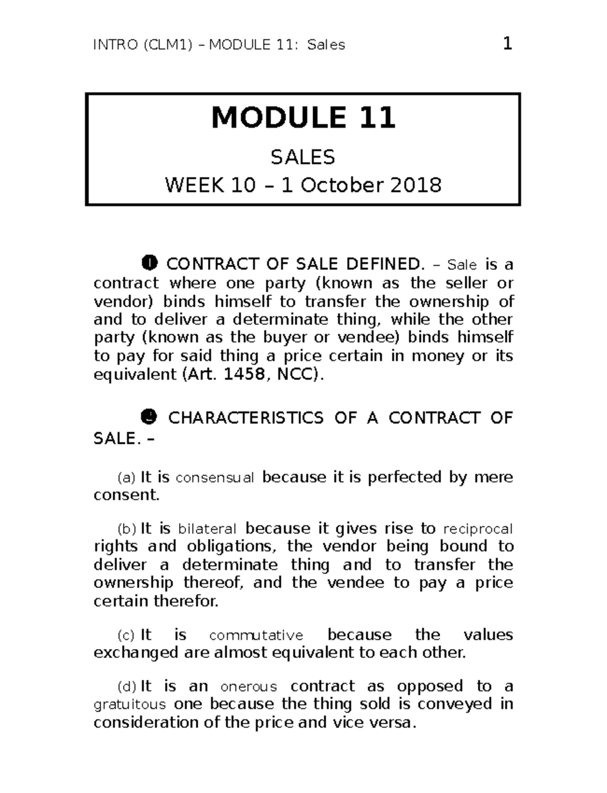 Module-11- Sales - law practice - MODULE 11 SALES WEEK 10 – 1 October ...