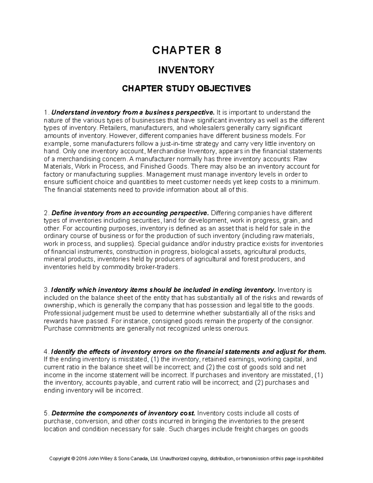 Exam 19 December 2020, questions and answers - CHAPTER 8 INVENTORY CHAPTER STUDY OBJECTIVES ...