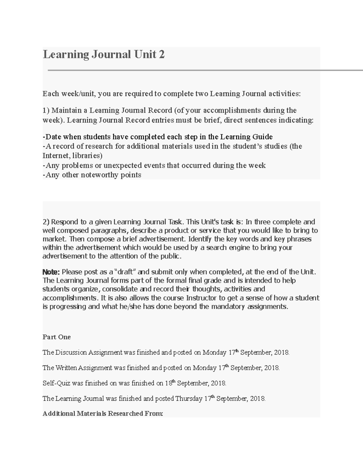 BUS 2202 - CH - LJ - 1 - E commence Learning Journal Unit 2 - Learning ...