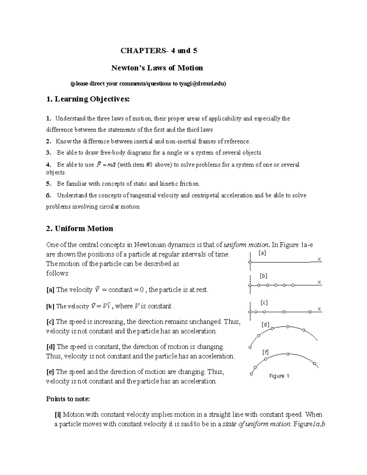 PHYS 101 2D Motion and NLM - CHAPTERS- 4 and 5 Newton’s Laws of Motion ...