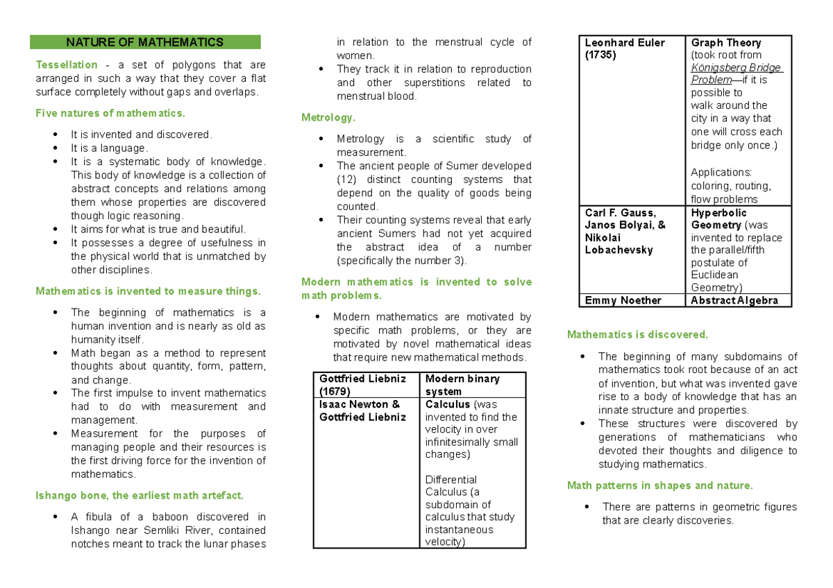 Reviewer-template - Reviewer - NATURE OF MATHEMATICS Tessellation - a ...