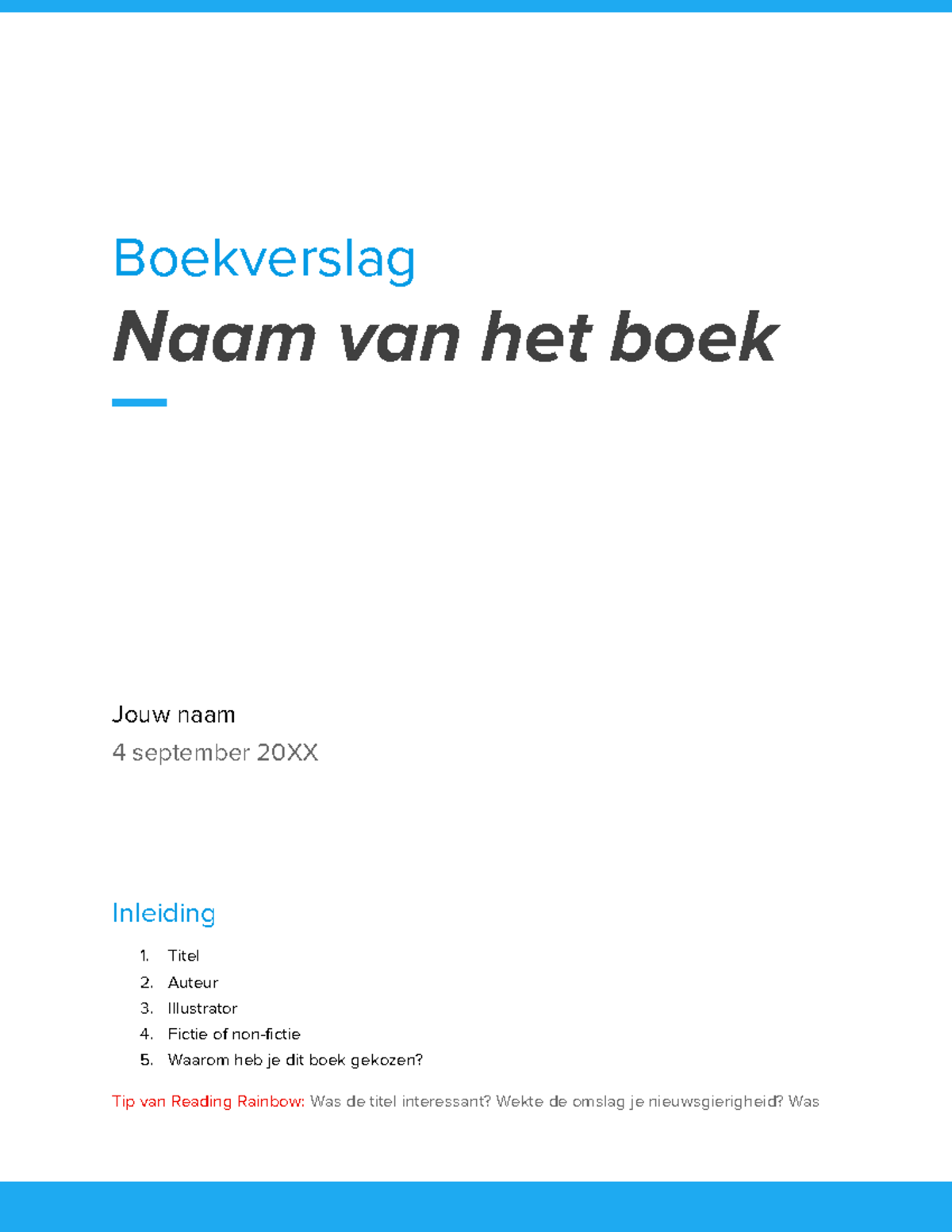 Majejhdd - eee - Boekverslag Naam van het boek Jouw naam 4 september ...