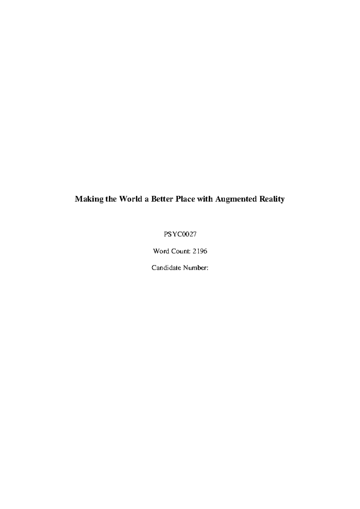 Augmented Reality Essay (HCI) - Making the World a Better Place with ...