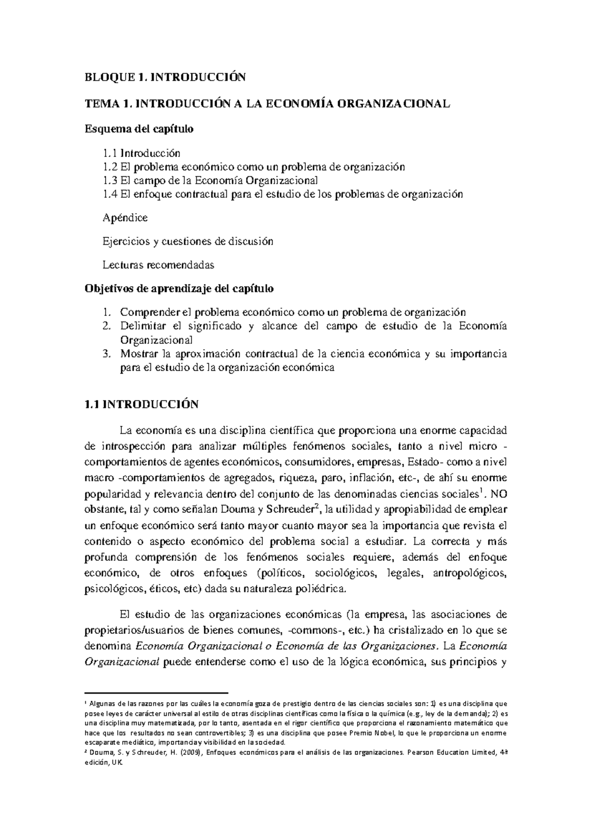 Tema1 Economia organizacional v04 - BLOQUE 1. INTRODUCCIÓN TEMA 1. INTRODUCCIÓN A LA ECONOMÍA ...