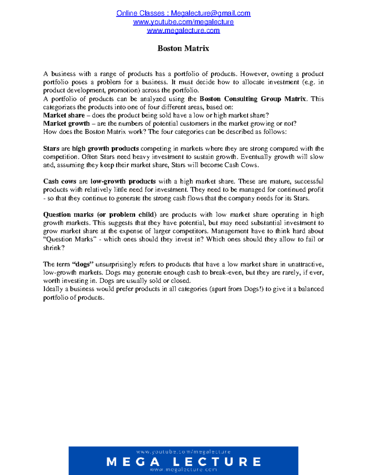 Boston-Matrix - This is to show how boston matrix works - Boston Matrix ...