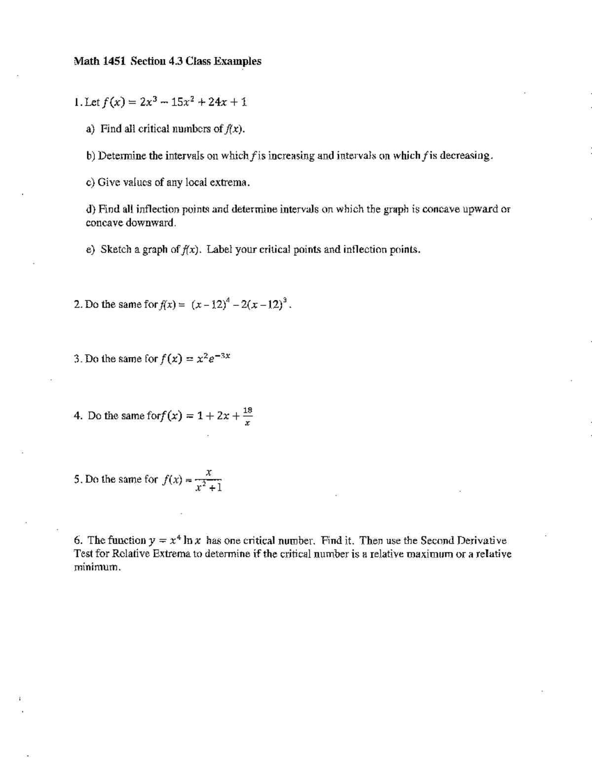 M1451 Sec 4.3 class exmples - MATH 1451 - Studocu
