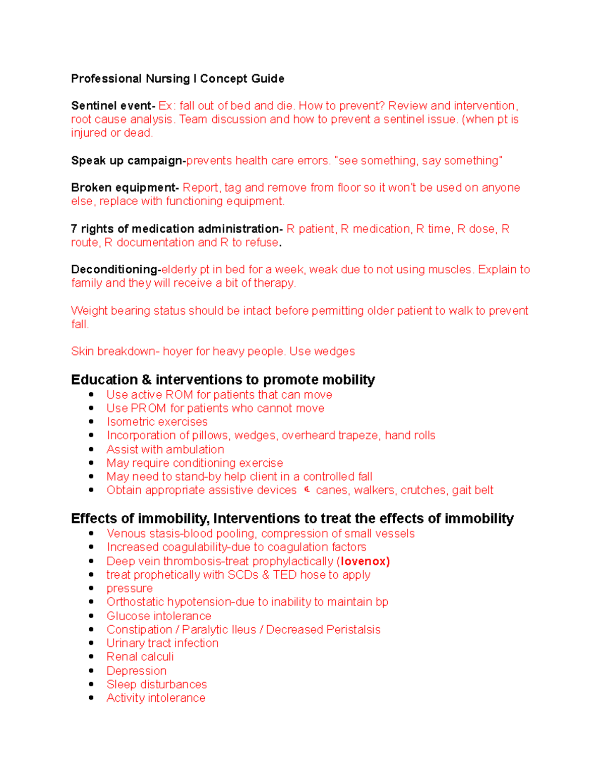 Professional nursing 1 exam 1 study guide - Professional Nursing I ...