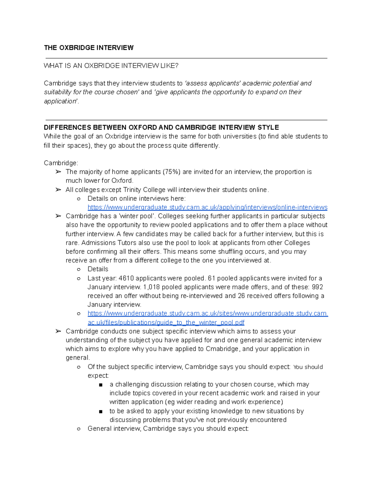 THE Oxbridge Interview - THE OXBRIDGE INTERVIEW WHAT IS AN OXBRIDGE INTERVIEW LIKE? Cambridge ...