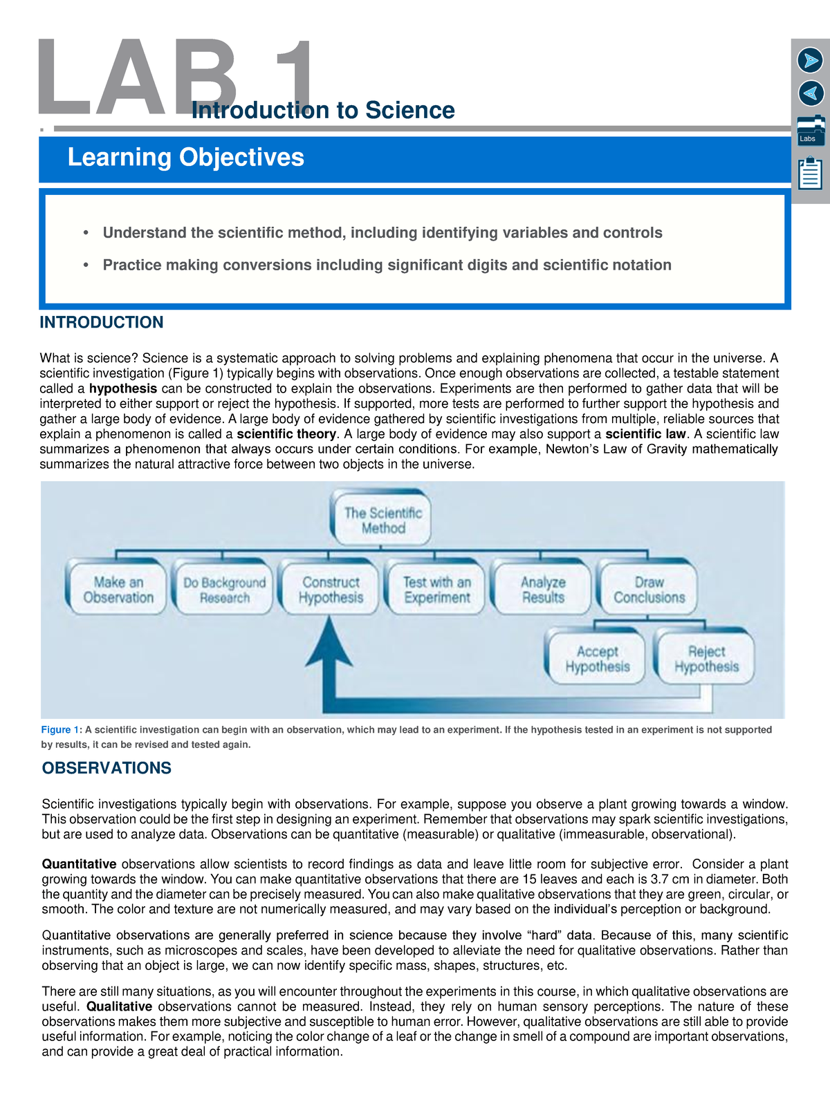 01 Intro Science Introduction F23 - LABIntrodu 1 ction to Science ...