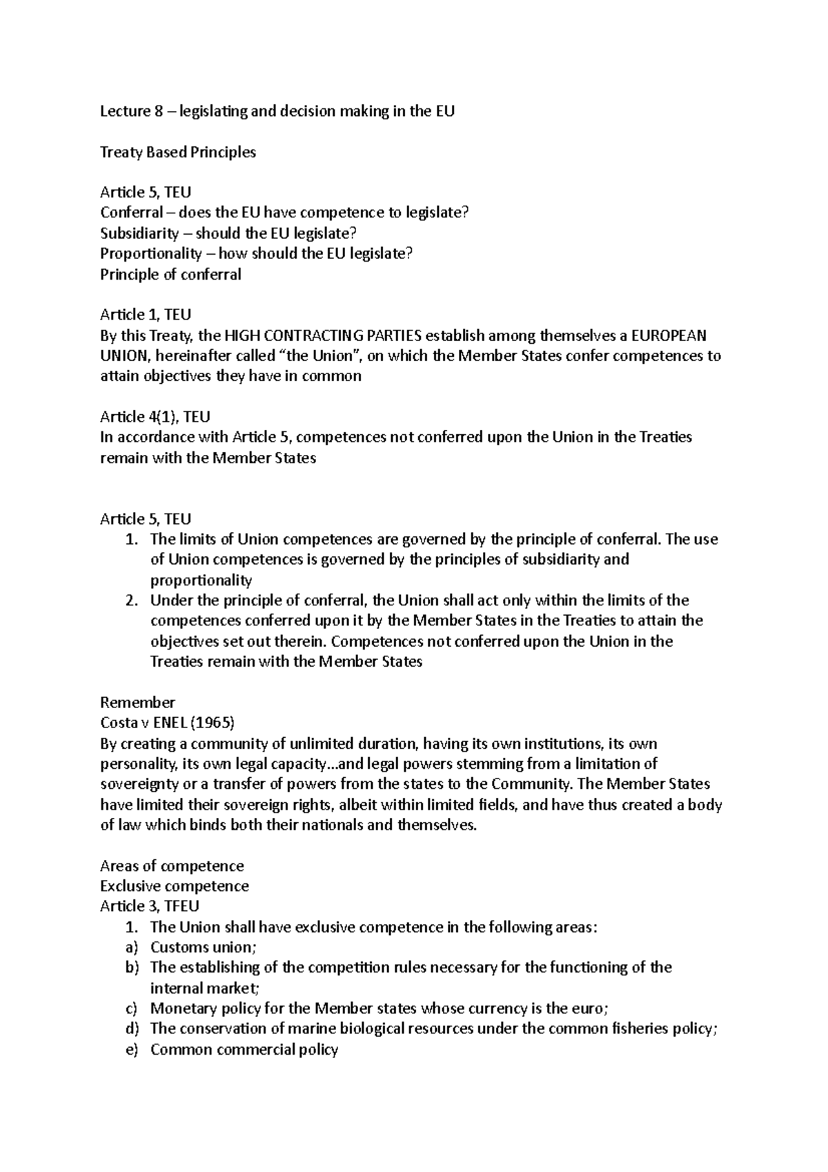 Lecture 8 - legislating and decision making in the EU - The limits of ...
