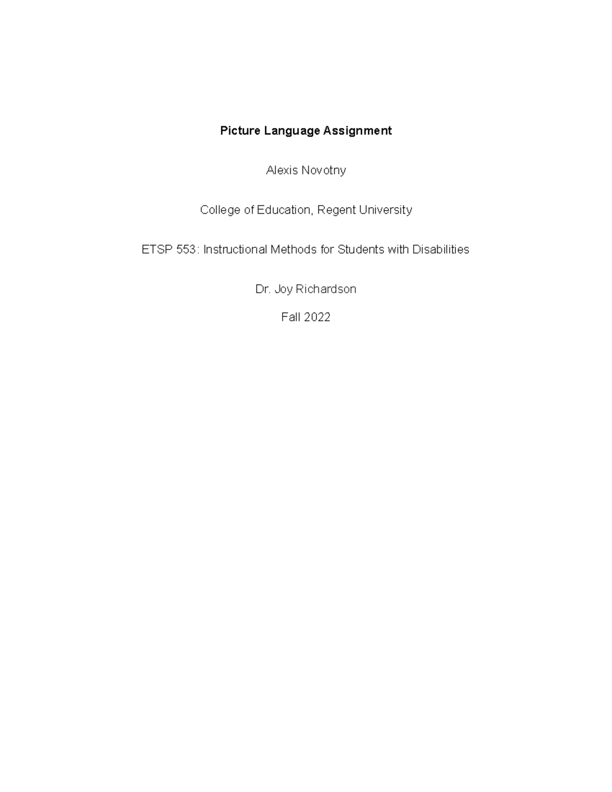 Language Picture - Picture Language Assignment Alexis Novotny College ...