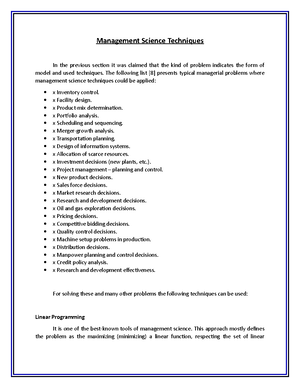 Introduction to Management Science and Model - MANAGEMENT SCIENCE ...