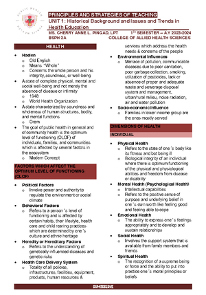 FOHC Transes UNIT 5 - Community/Health Assessment) UNIT 5 : 11 Models ...