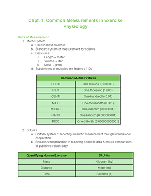 Chpt 4 - notes - Chpt. 4: Exercise Metabolism Energy Requirements at ...