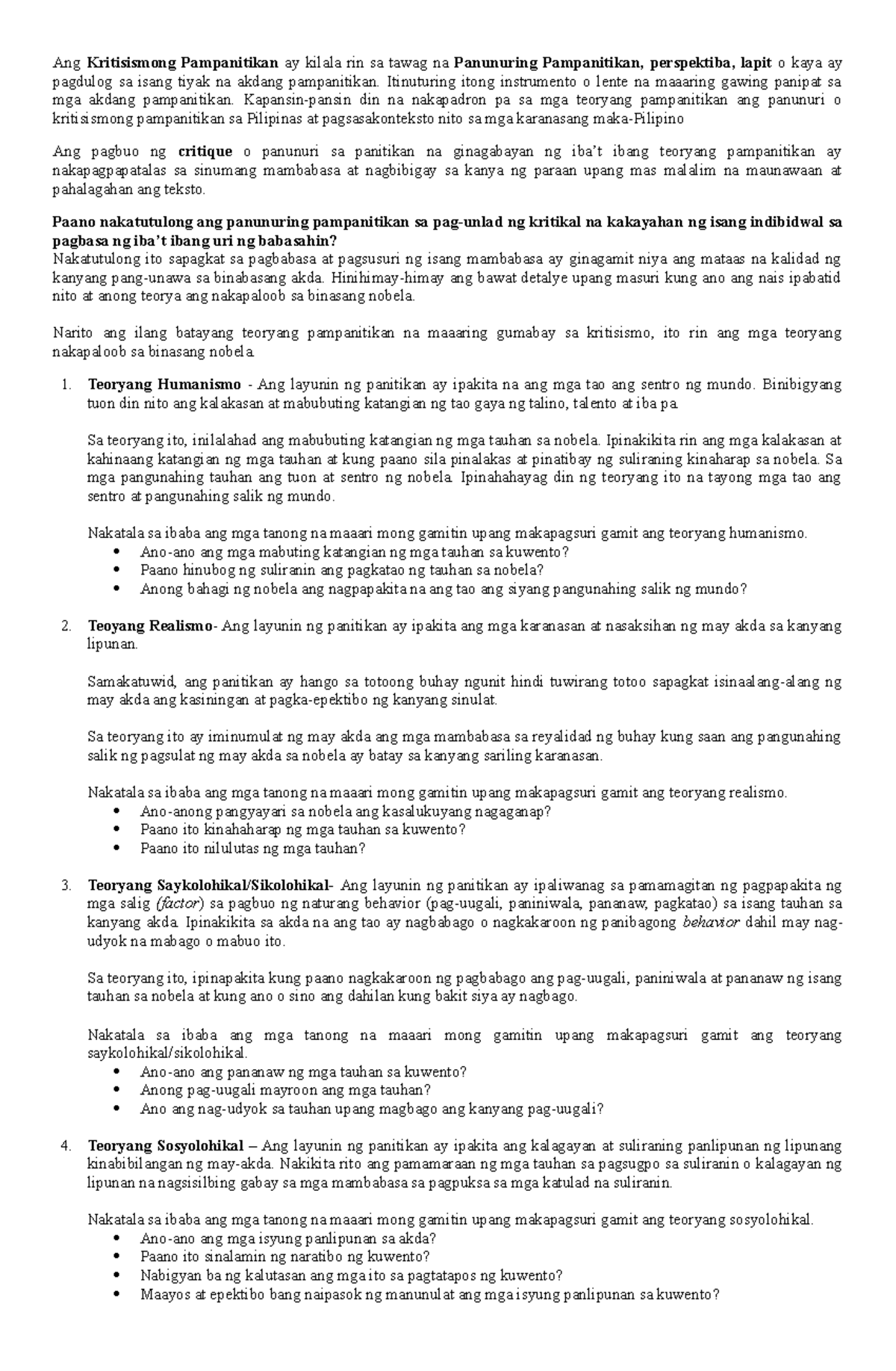 Format NG Suring BASA - summarize story of madam bovary - Ang ...