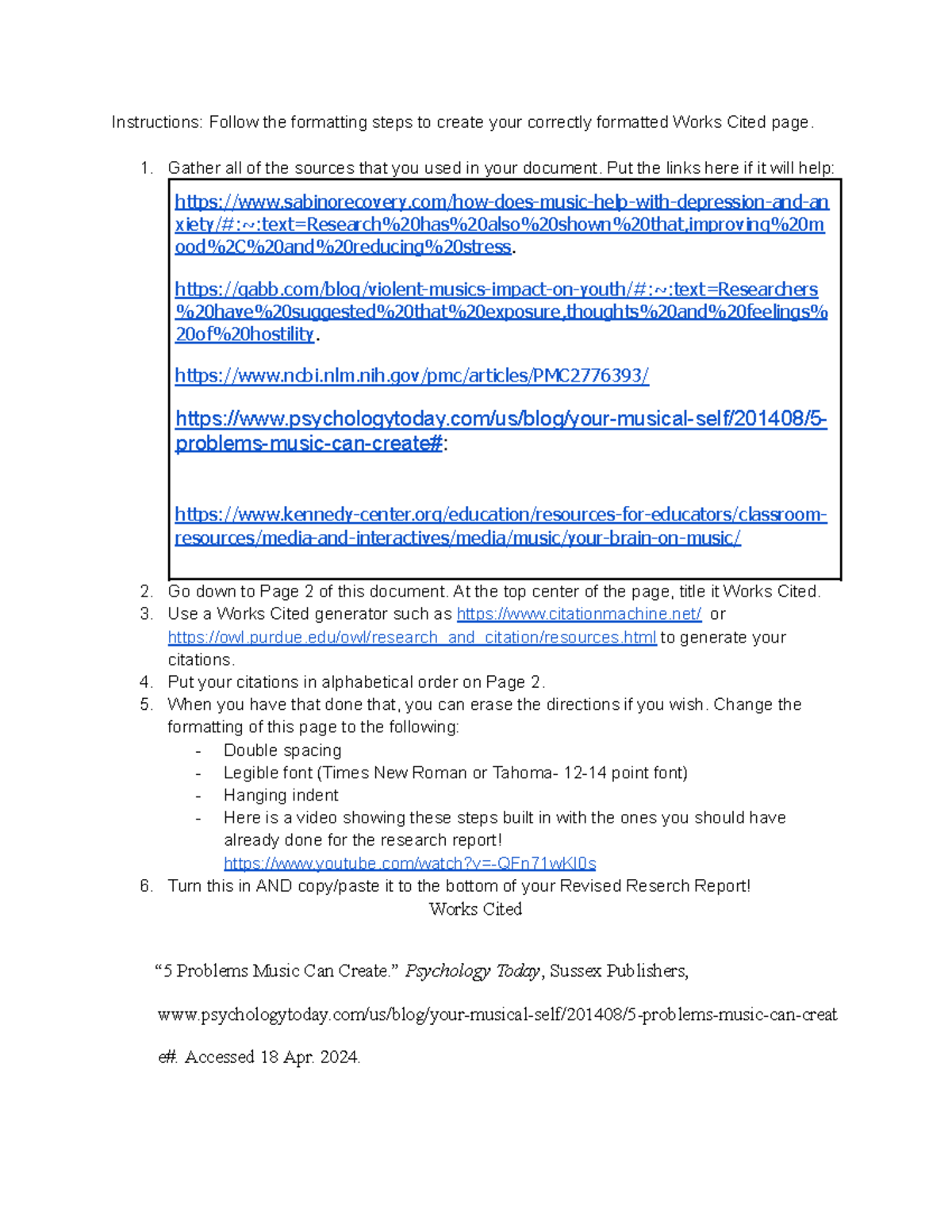 Cited work - Instructions: Follow the formatting steps to create your ...