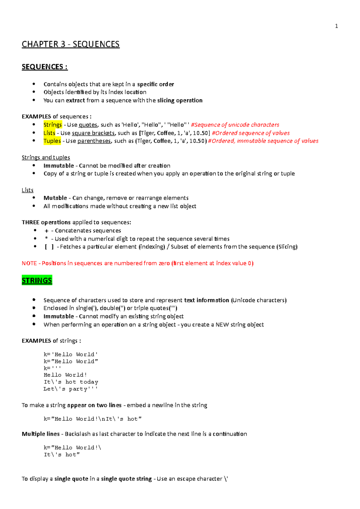 Chapter 3 - Sequences - CHAPTER 3 - SEQUENCES SEQUENCES : Contains ...