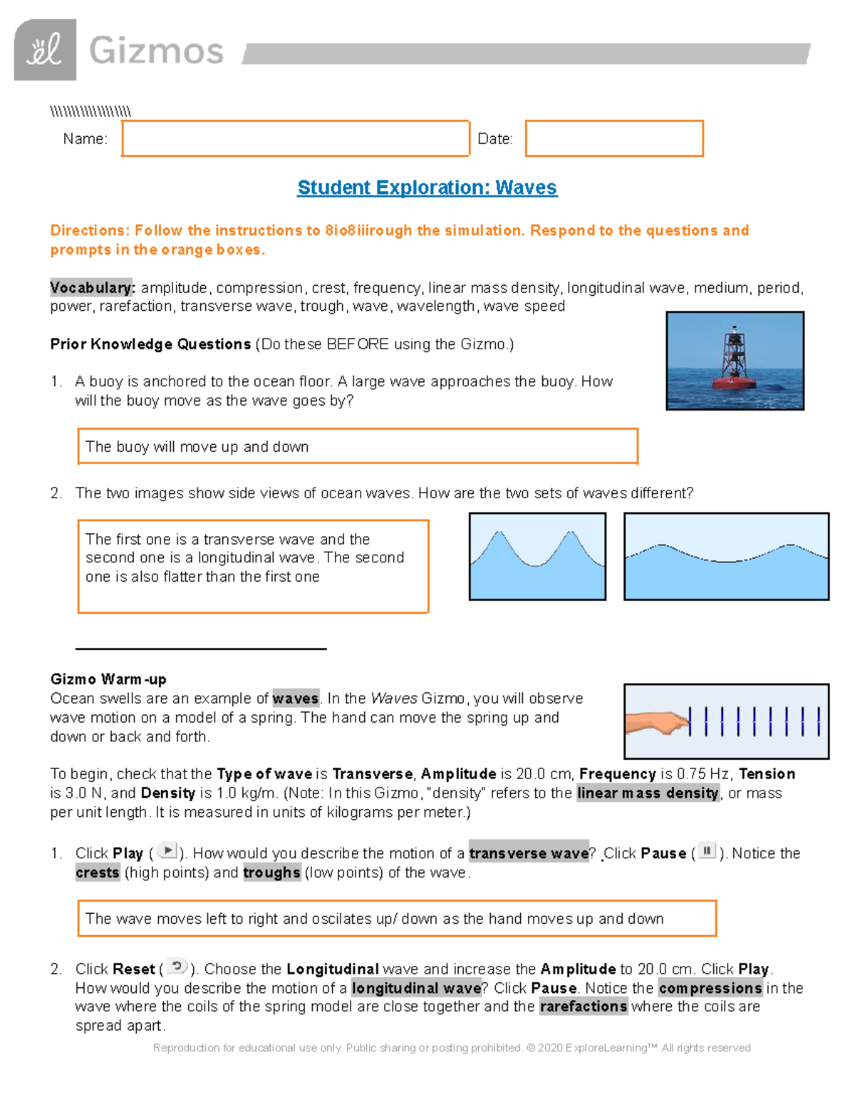 Describing Waves-Gizmo-Lab - \\\\\\\\\\ Name: Date: Student Exploration ...